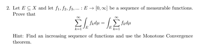 Solved Let Esubex and let f1,f2,f3,dots:E→[0,∞] ﻿be a | Chegg.com