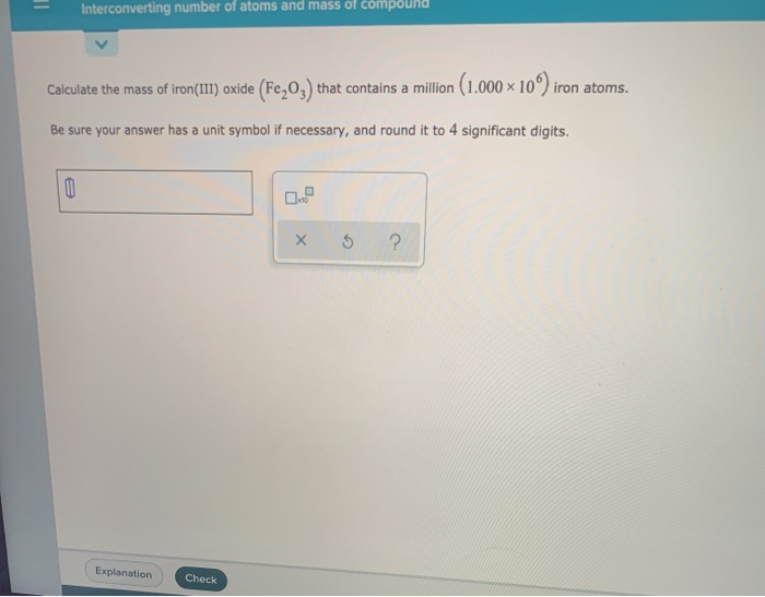 Solved Interconverting number of atoms and mass of compound | Chegg.com