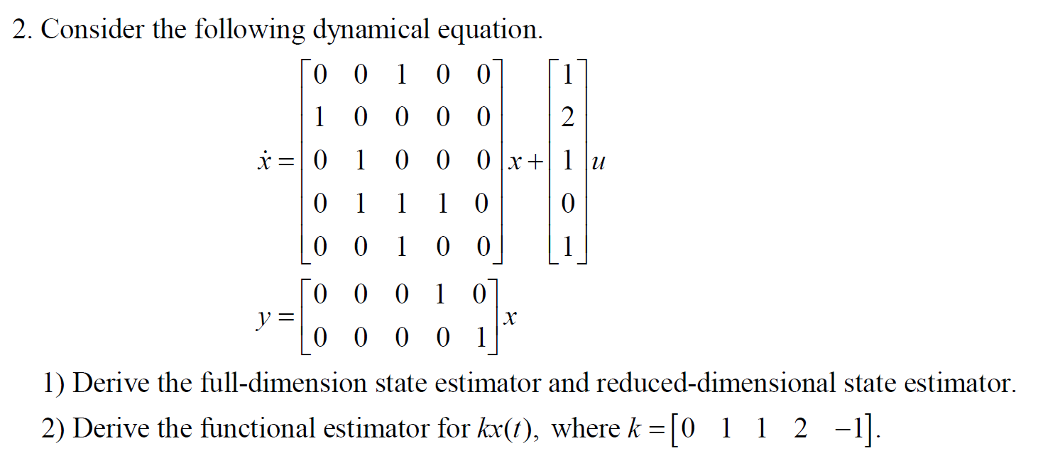Solved Consider the following dynamical | Chegg.com