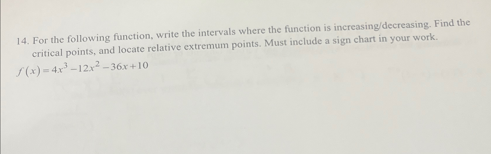 Solved For the following function, write the intervals where | Chegg.com