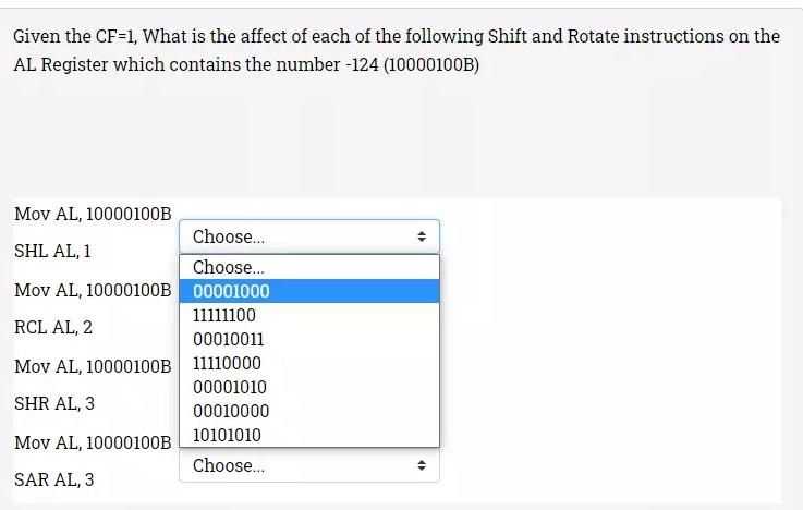 Solved Given the CF-1, What is the affect of each of the | Chegg.com