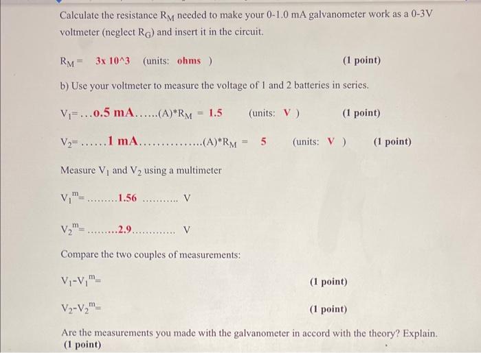 Solved Part II.Conversion of a Galvanometer into a Voltmeter | Chegg.com