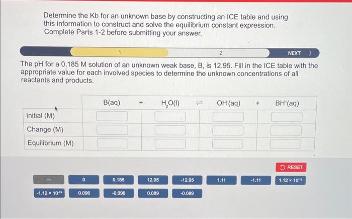 Solved Determine the Kb for an unknown base by constructing | Chegg.com