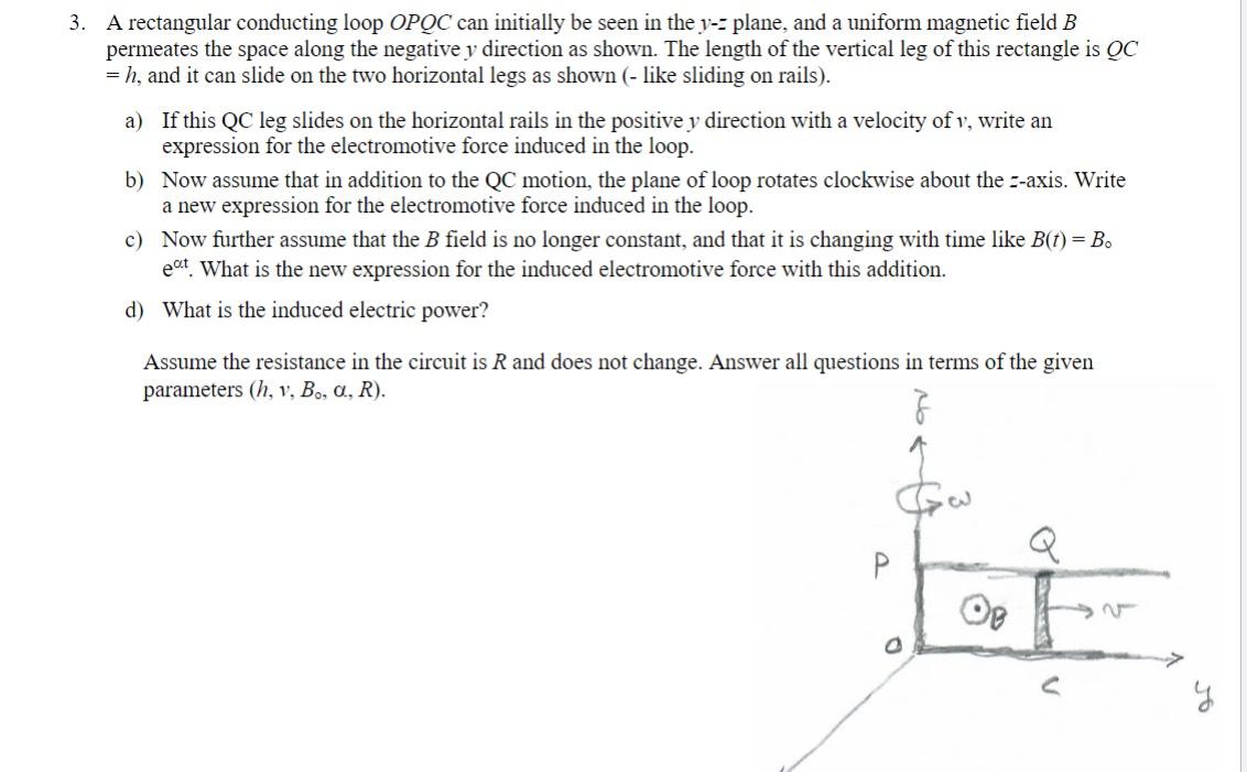 Solved A rectangular conducting loop OPQC can initially be | Chegg.com