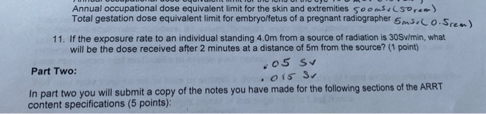 Solved Annual occupational dose equivalent limit for the | Chegg.com