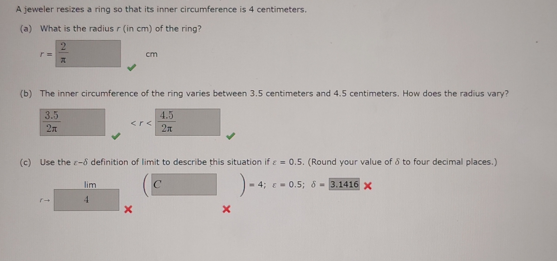 Solved A jeweler resizes a ring so that its inner | Chegg.com