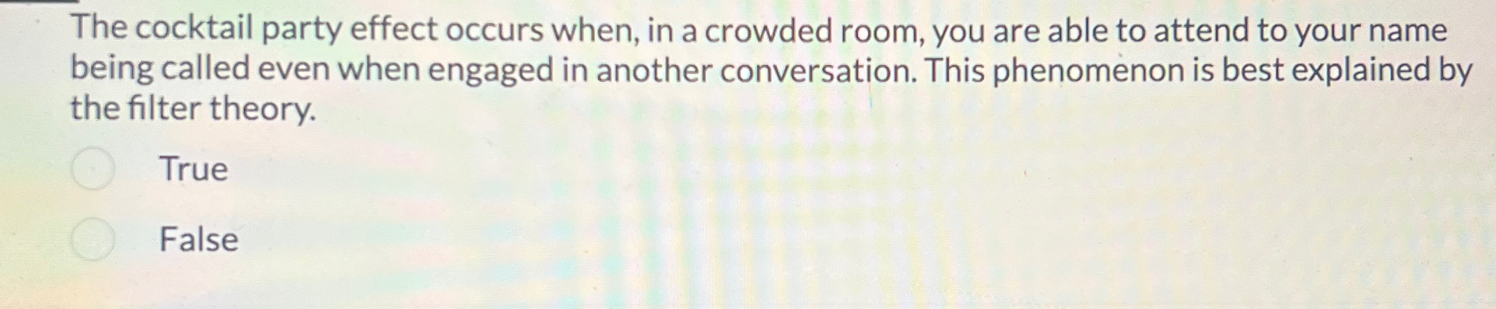 Solved The cocktail party effect occurs when, in a crowded | Chegg.com