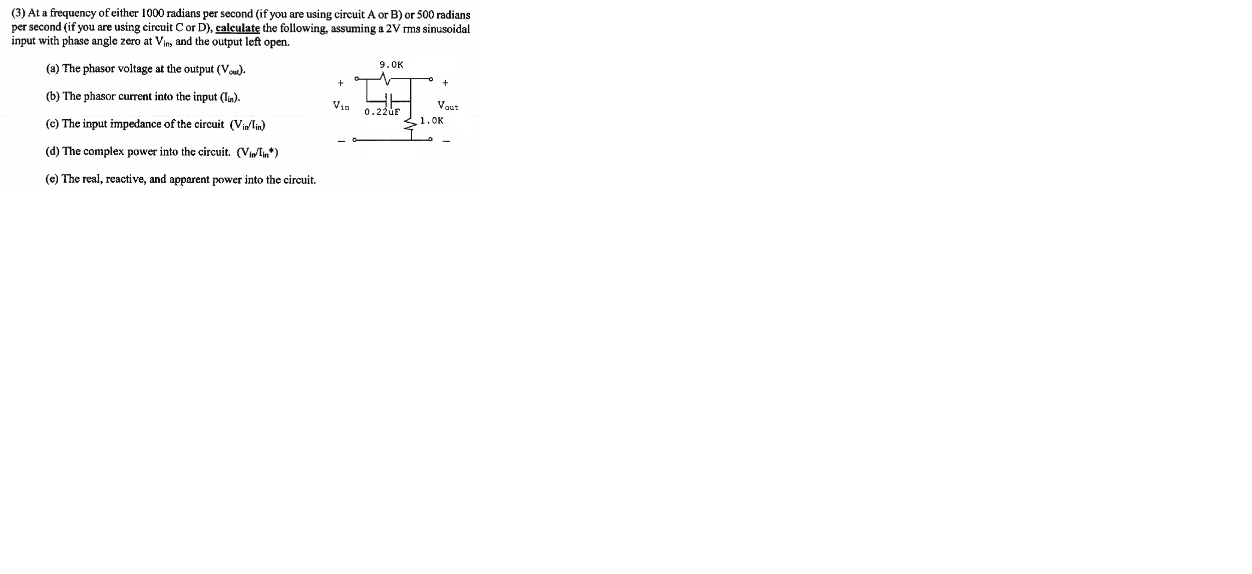 Solved At a frequency of either 1000 radians per second {if | Chegg.com