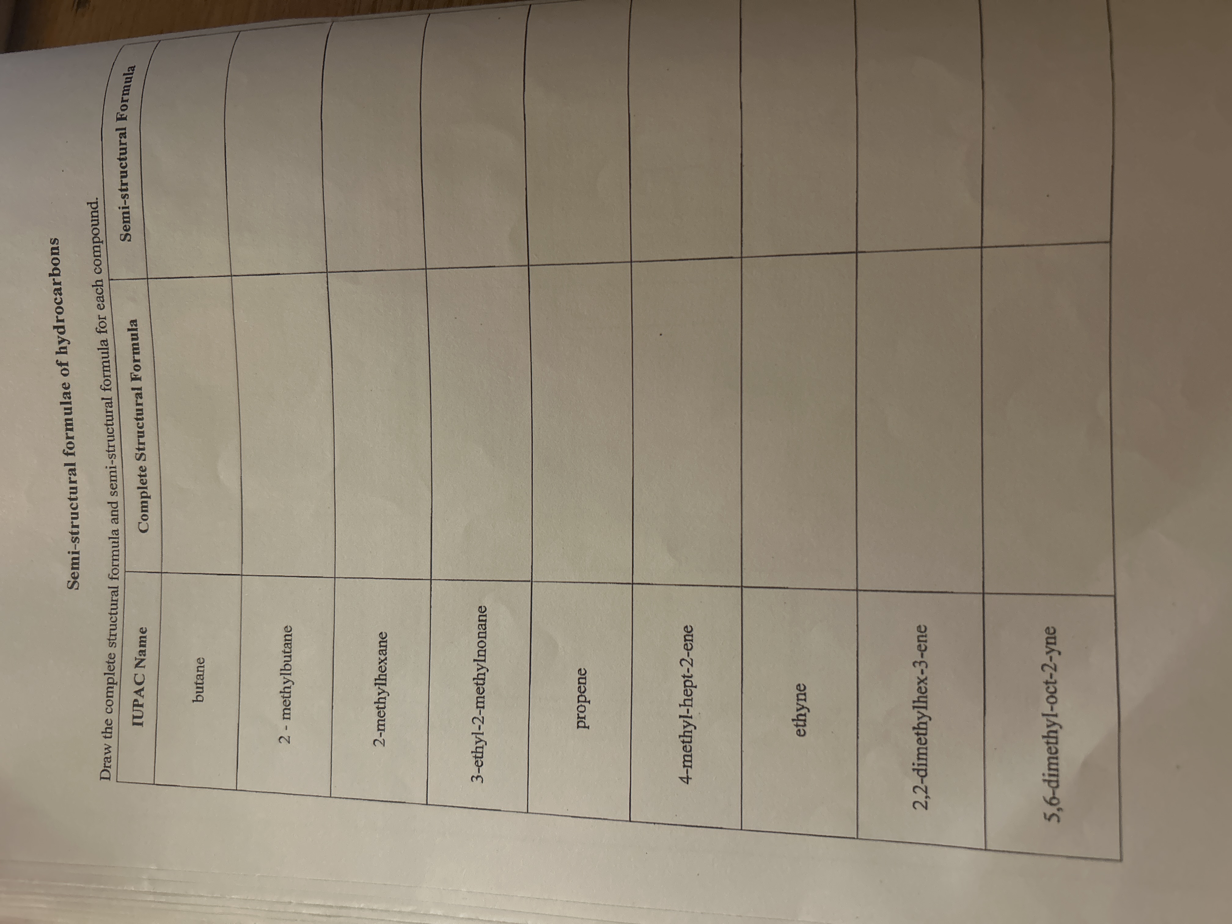 Solved Semi-structural formulae of hydrocarbonsDraw the | Chegg.com