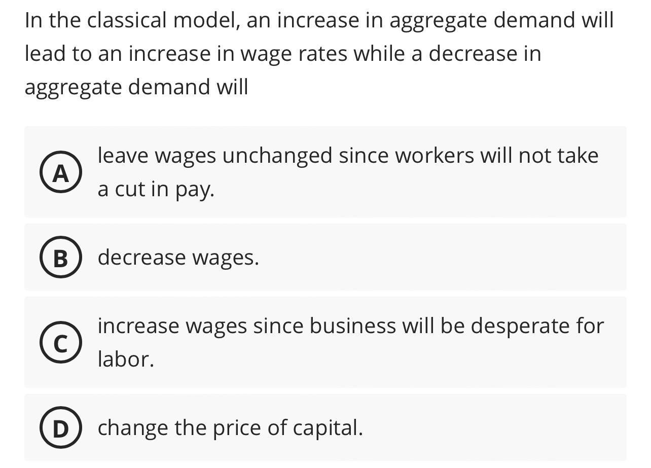Solved In the classical model, an increase in aggregate | Chegg.com