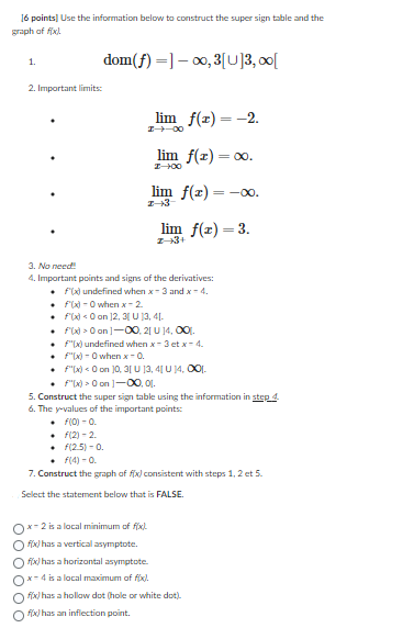 Solved [6 ﻿points] ﻿Use the information below to construct | Chegg.com