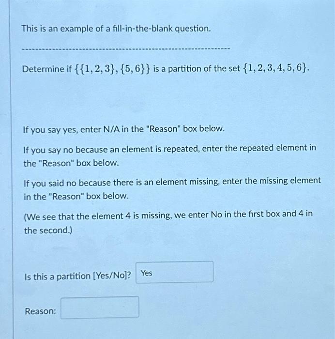 Solved This is an example of a fill-in-the-blank question. | Chegg.com