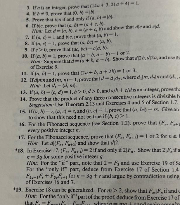Solved 3. If a is an integer, prove that (14a+3,21a+4)=1. 4. | Chegg.com