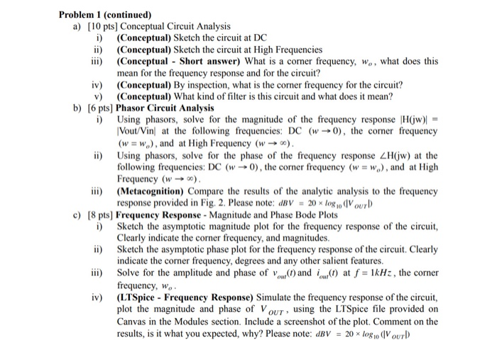 Solved Problem 1 - Phasors, Frequency, and Sinusoidal Steady | Chegg.com