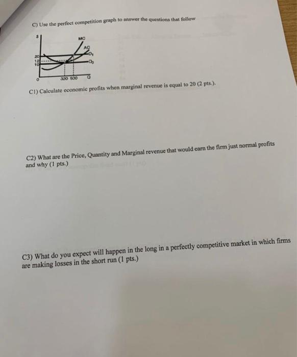 Solved C) Use the perfect competition graph to answer the | Chegg.com