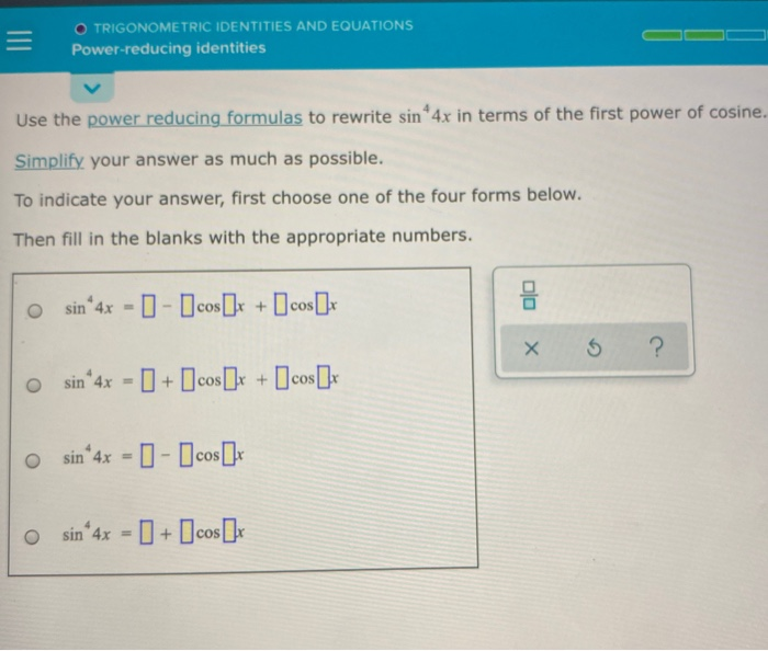 Solved O TRIGONOMETRIC IDENTITIES AND EQUATIONS | Chegg.com