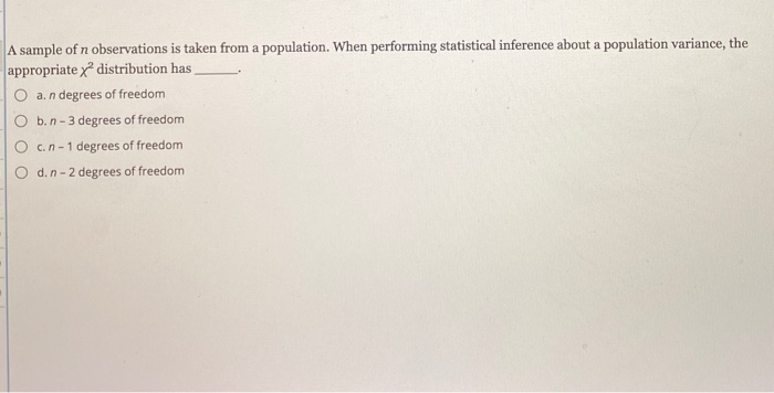 Solved A sample of n observations is taken from a | Chegg.com