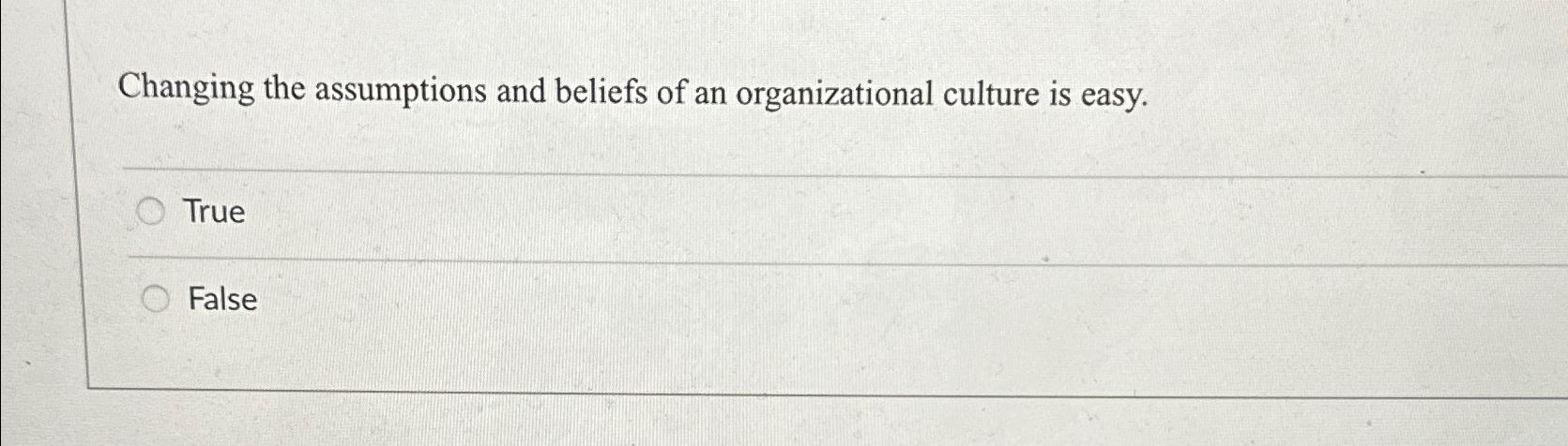 Solved Changing the assumptions and beliefs of an | Chegg.com