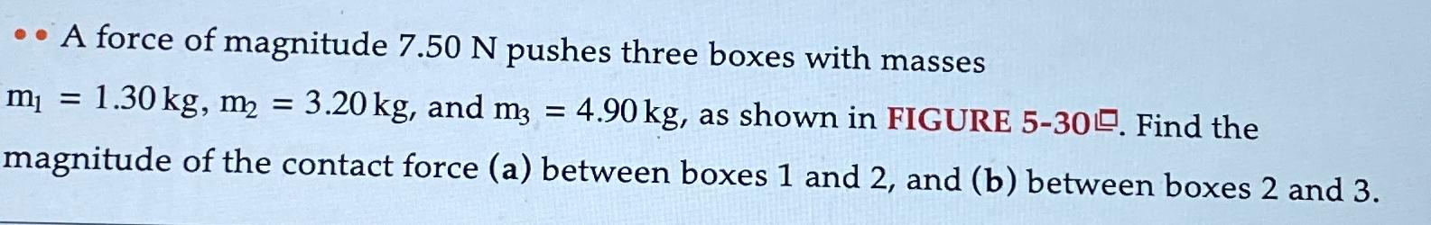 Solved cdots A force of magnitude 7.50N pushes three boxes | Chegg.com