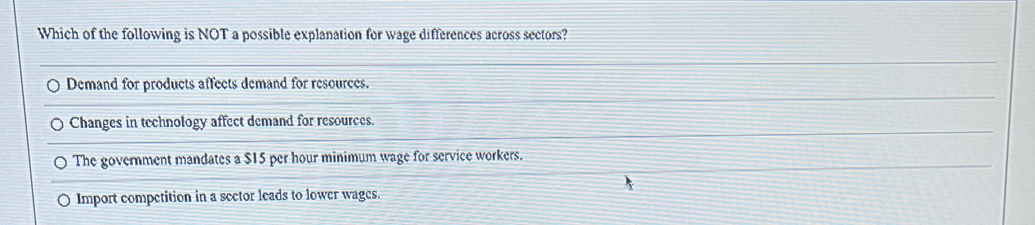 Solved Which of the following is NOT a possible explanation | Chegg.com
