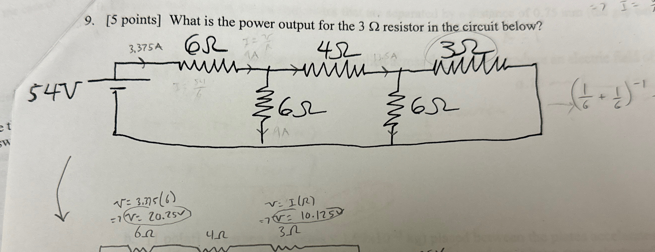 Solved [5 ﻿points] ﻿What is the power output for the 3Ω | Chegg.com