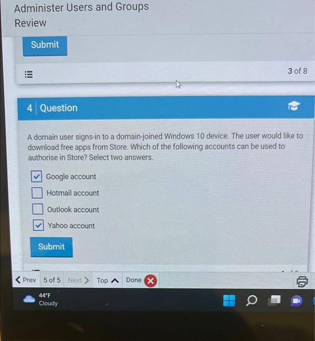 Solved Administer Users and Groups Review 4 Question A | Chegg.com
