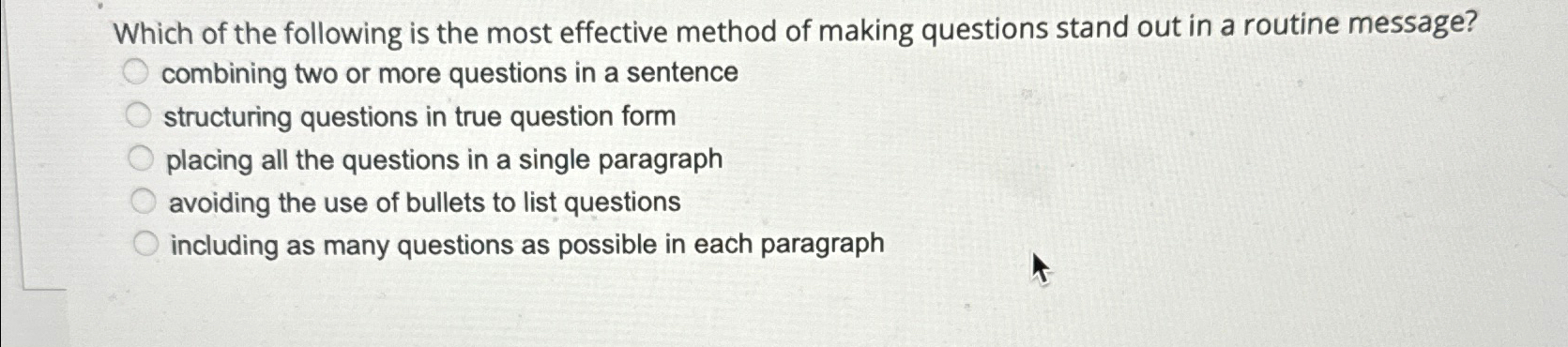 Solved Which of the following is the most effective method | Chegg.com