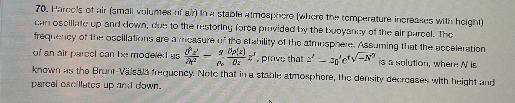 Solved Parcels of air (small volumes of air) ﻿in a stable | Chegg.com