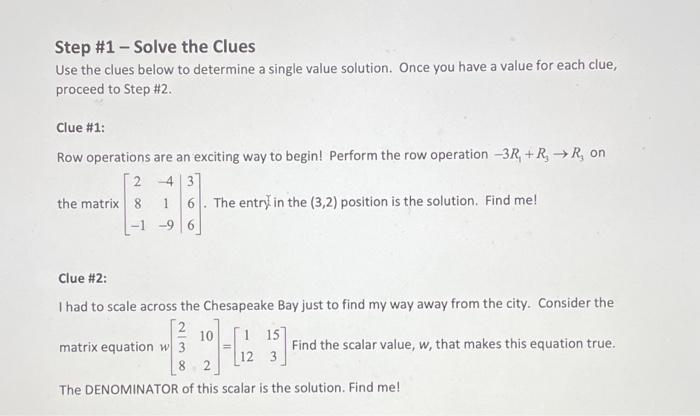 Solved Step #1 - Solve the Clues Use the clues below to | Chegg.com
