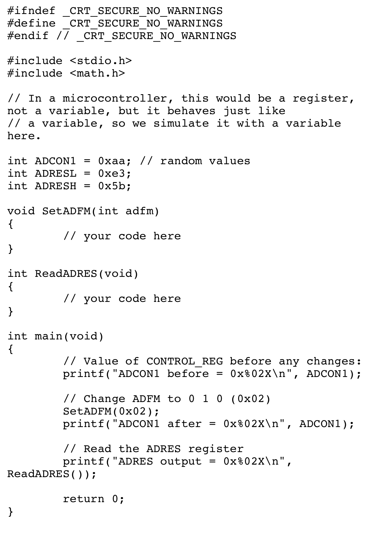 Solved REGISTER 16-5: ADRESL: ADC RESULT REGISTER | Chegg.com