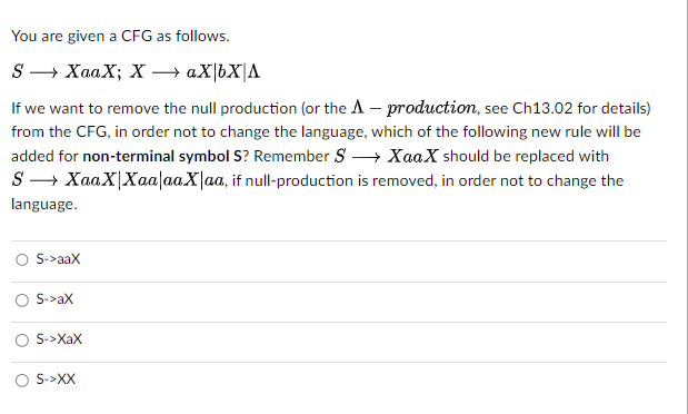 Solved question You are given a CFG as | Chegg.com
