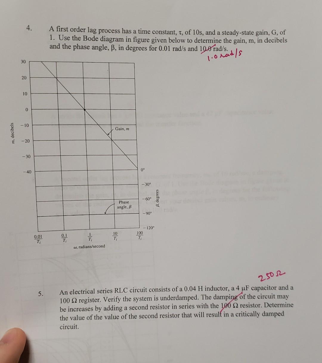 Solved 4. A first order lag process has a time constant, t, | Chegg.com