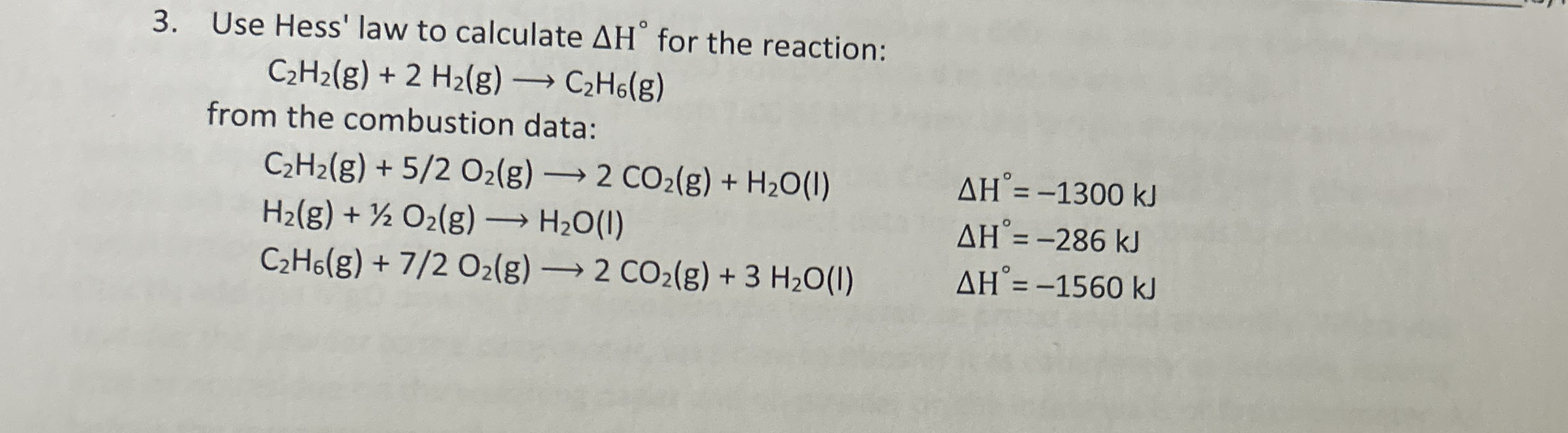 Solved Use Hess' law to calculate ΔH° ﻿for the | Chegg.com