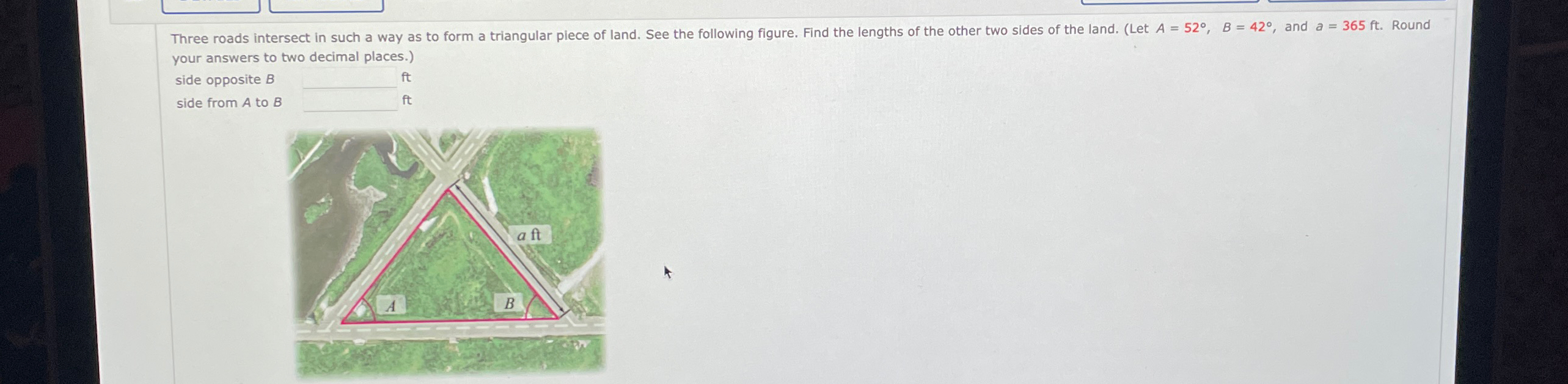 Solved Three roads intersect in such a way as to form a | Chegg.com
