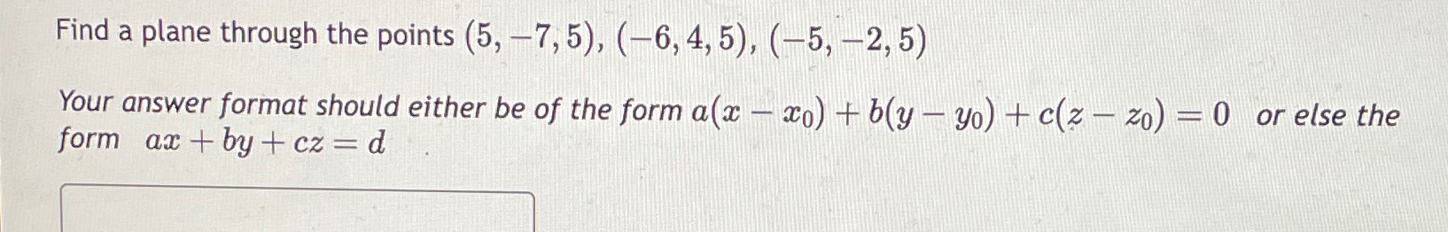 Solved Find a plane through the points | Chegg.com