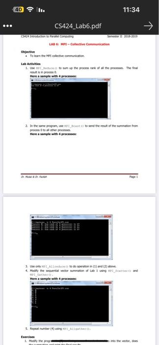 Solved 4. Modify the sequential vector summation of Lab 1 | Chegg.com