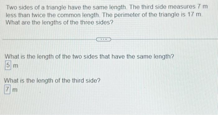 Solved Two sides of a triangle have the same length. The | Chegg.com