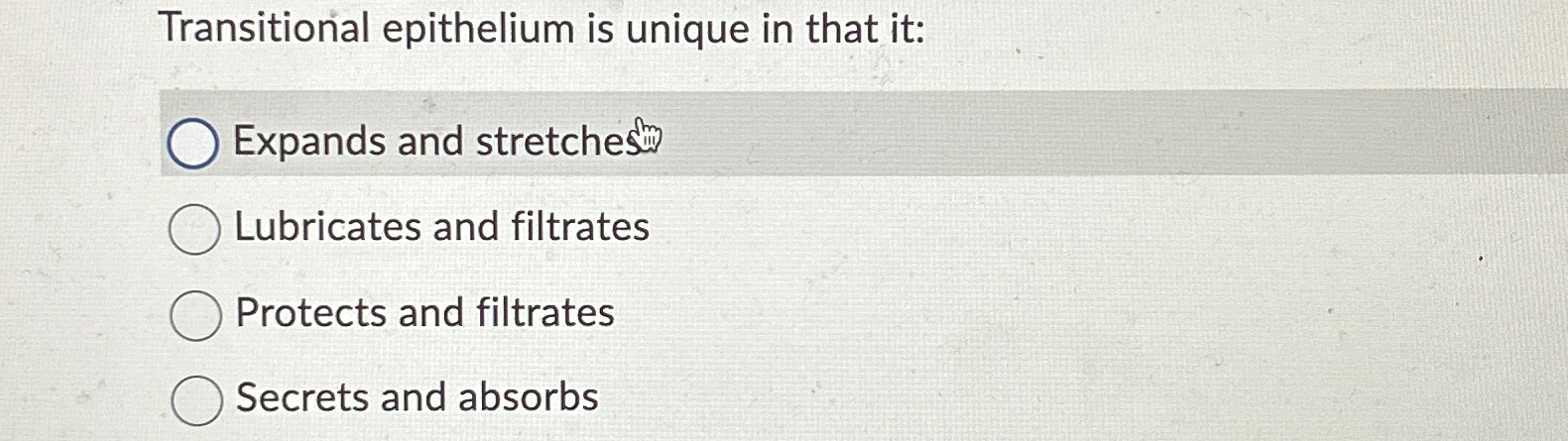 Solved Transitional epithelium is unique in that it:Expands | Chegg.com