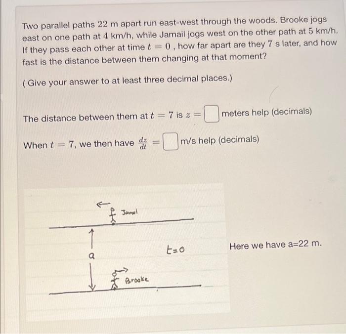 Solved Two parallel paths 22 m apart run east-west through | Chegg.com