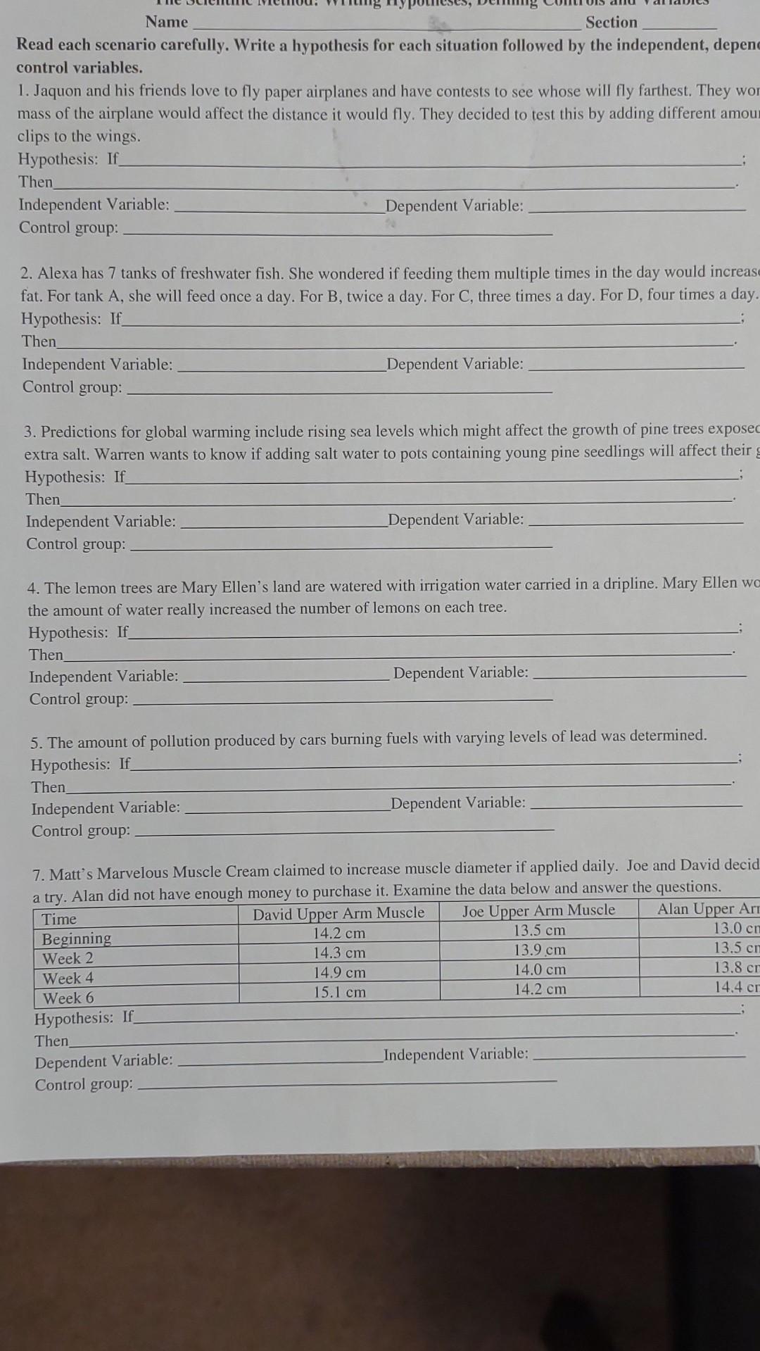 Solved ch scenario carefully. Write a hypothesis for each | Chegg.com