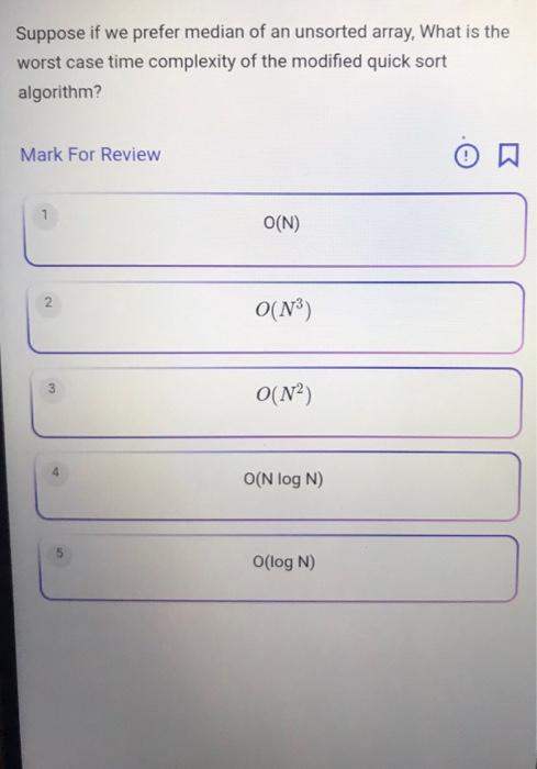 Solved Suppose if we prefer median of an unsorted array, | Chegg.com