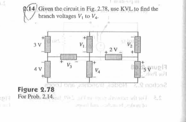 Solved 8/14/ Given the circuit in Fig. 2.78, use KVL to find | Chegg.com