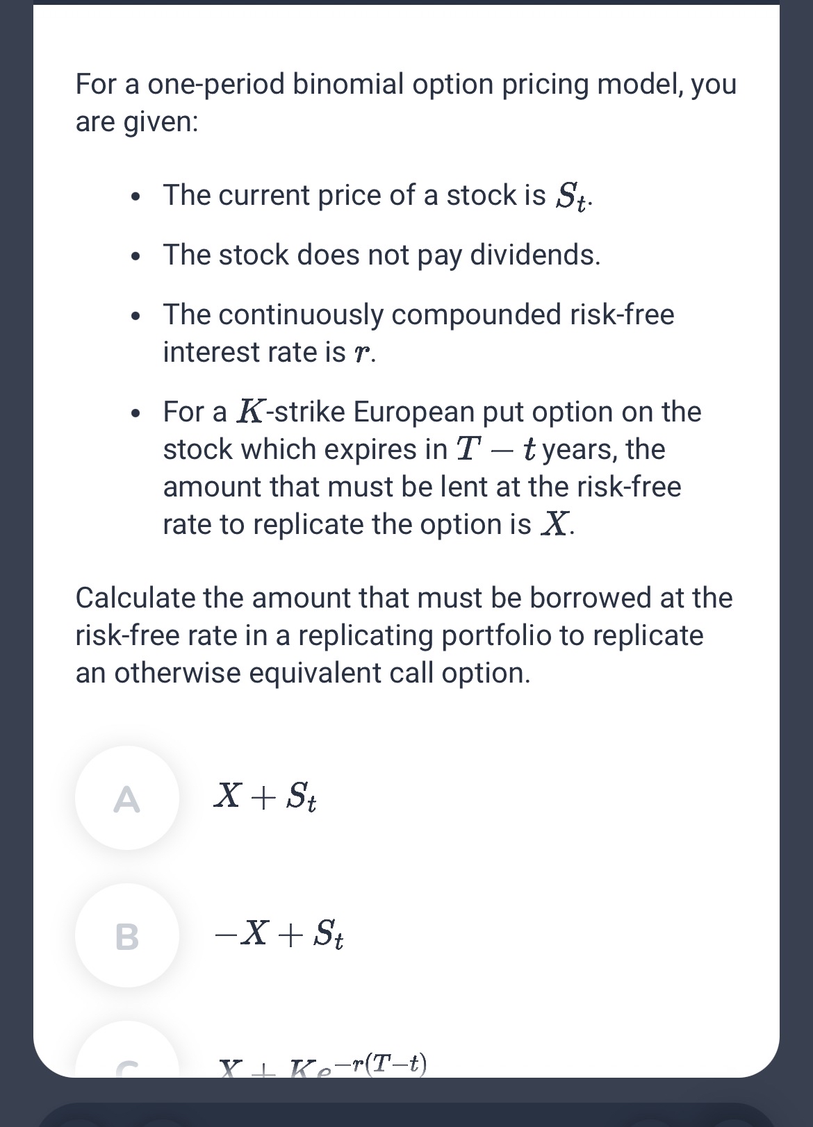 Solved For a one-period binomial option pricing model, you | Chegg.com