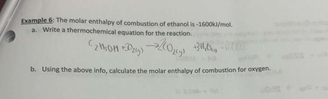 Solved Example 6: The molar enthalpy of combustion of | Chegg.com