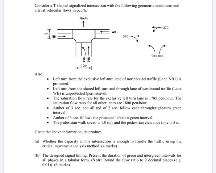 Solved Consider a T-shaped signalized intersection with the | Chegg.com