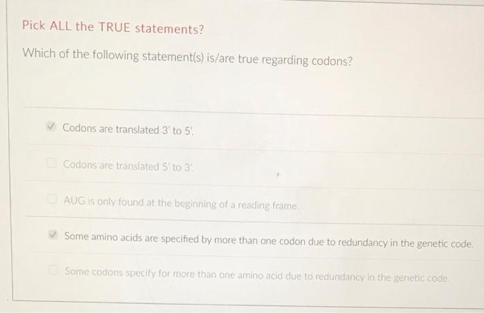 Solved Pick ALL the TRUE statements? Which of the following | Chegg.com