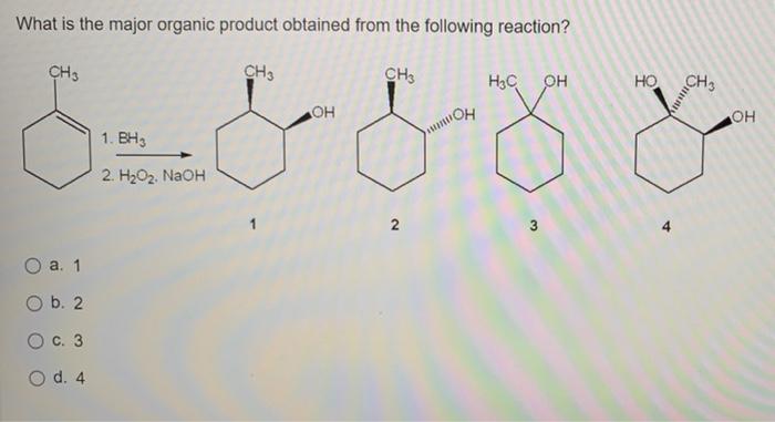 Solved What is the major organic product obtained from the | Chegg.com