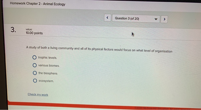 Solved Homework Chapter 2 - Animal Ecology Question 3 (of | Chegg.com