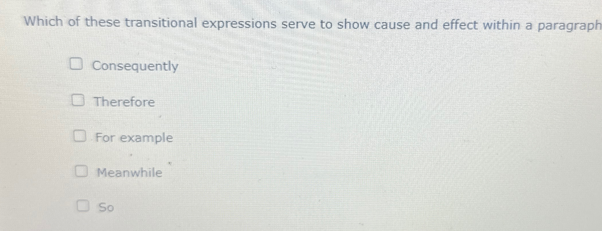 Solved Which of these transitional expressions serve to show | Chegg.com