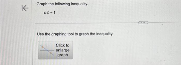 Solved Graph the following inequality. x≤−1 Use the graphing | Chegg.com